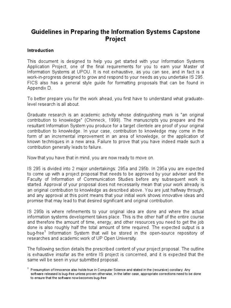 Guidelines in Preparing The Information Systems Capstone Project | PDF ...
