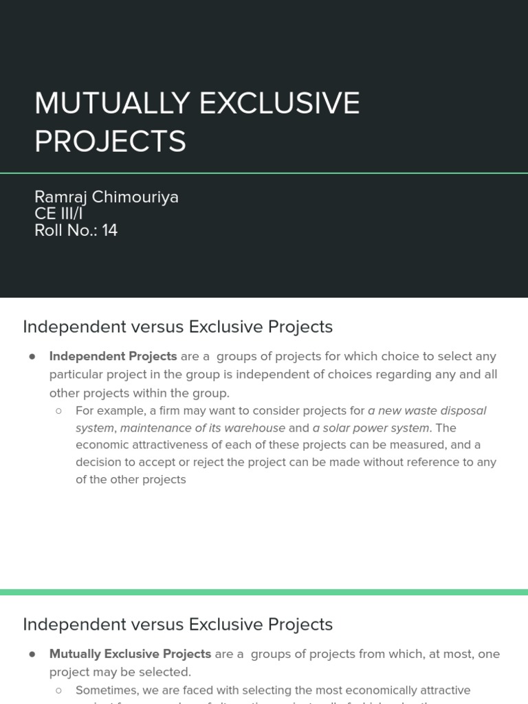 Mutually Exclusive Projects | PDF | Internal Rate Of Return | Net ...