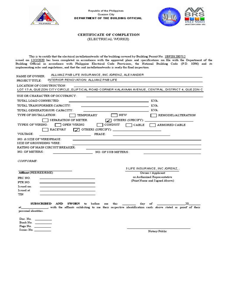 Coc Electrical | PDF | Electrical Wiring | Power Engineering