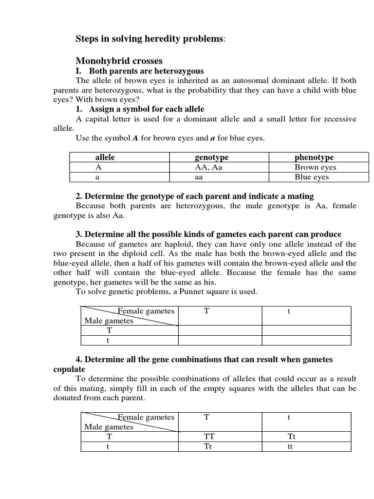 Steps in Solving Genetics Problem | PDF | Genotype | Zygosity