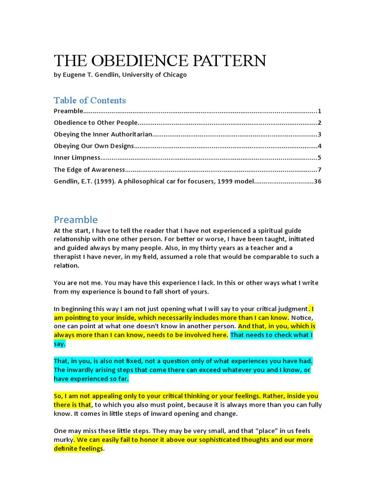 Understanding Obedience Patterns | PDF | Id | Space