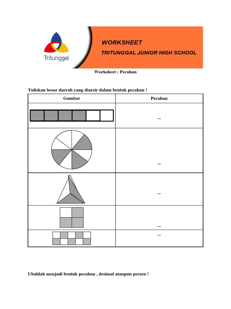 Worksheet - Pecahan | PDF