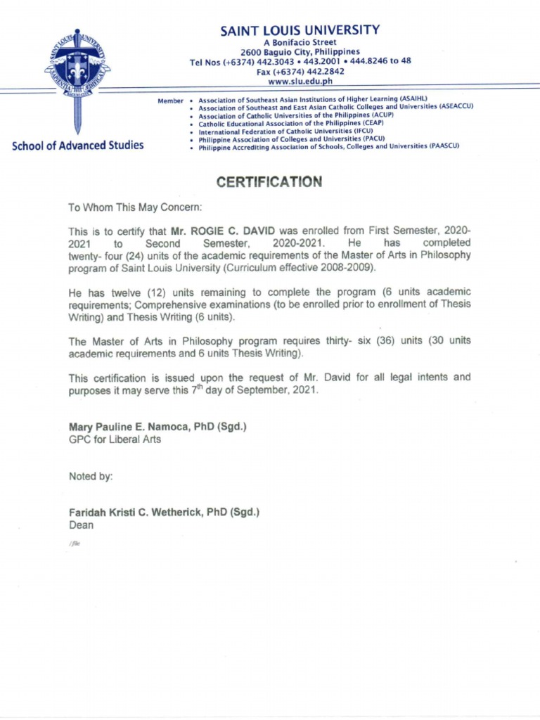 Certificate of Earned Units (Mr. David) | PDF