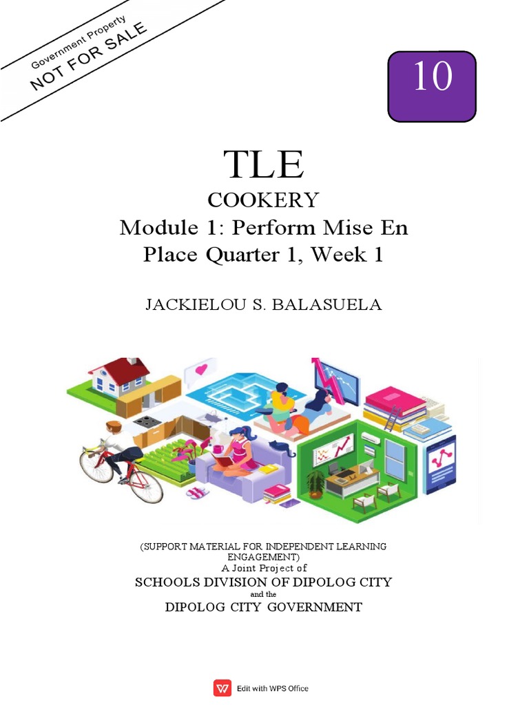 Cookery Module 1: Perform Mise en Place Quarter 1, Week 1: Jackielou S ...