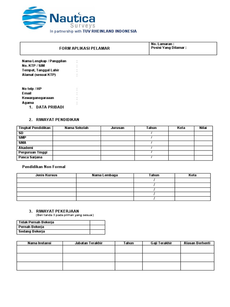 Form Aplikasi Pelamar | PDF