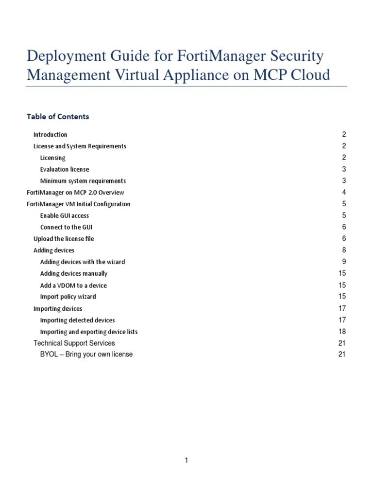 FortiManager Security Management Virtual Appliance On MCP Cloud Deployment Guide - V1.3.2 | PDF ...