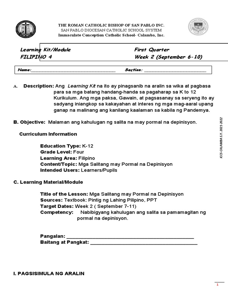 Filipino 4 Week 2 | PDF