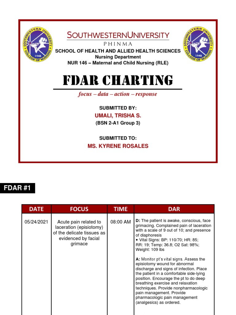 Fdar Charting (Umali) | PDF | Breastfeeding | Hypertension