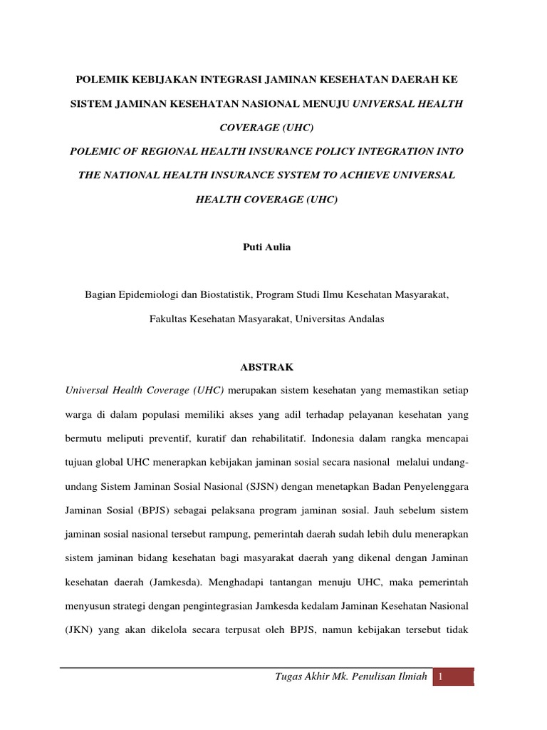 Integrasi Jamkesda ke JKN untuk UHC | PDF