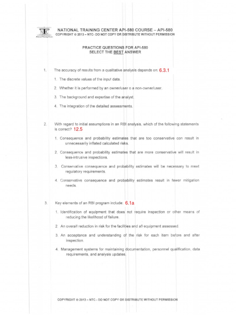 API 580 Question Bank 2 Imp | PDF | Risk | Risk Management
