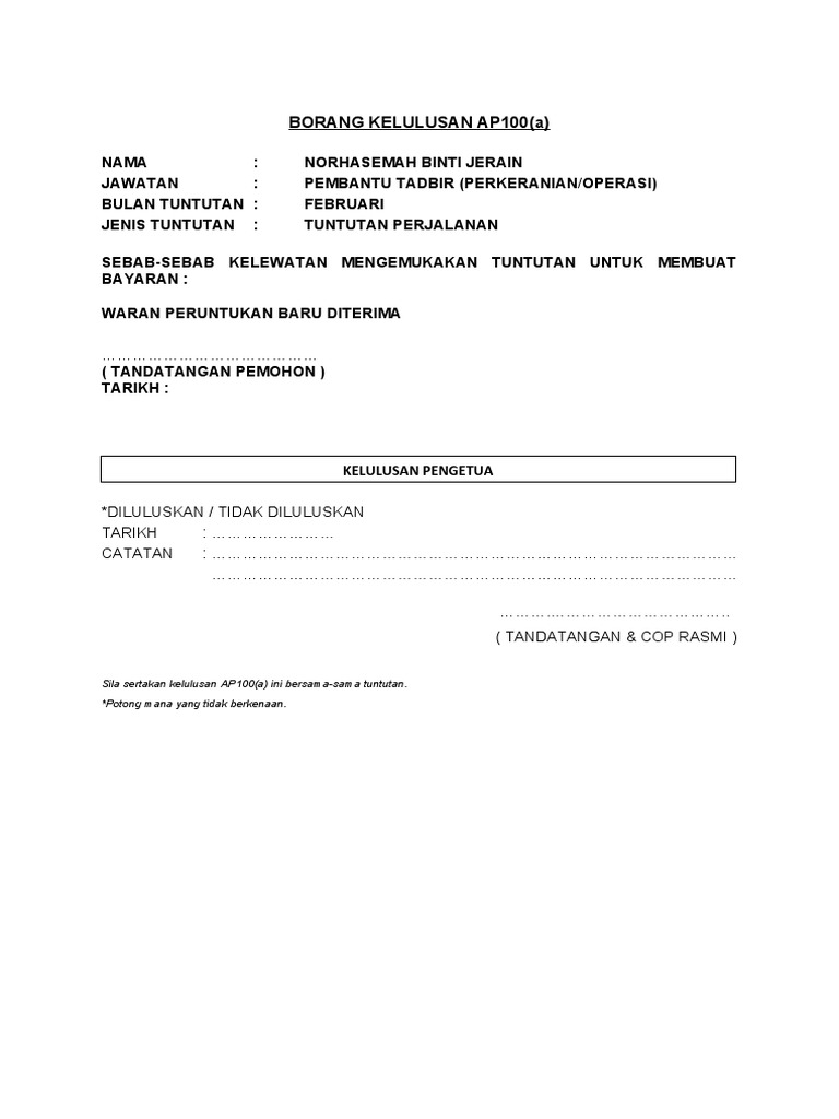 Borang Ap100 (A) | PDF
