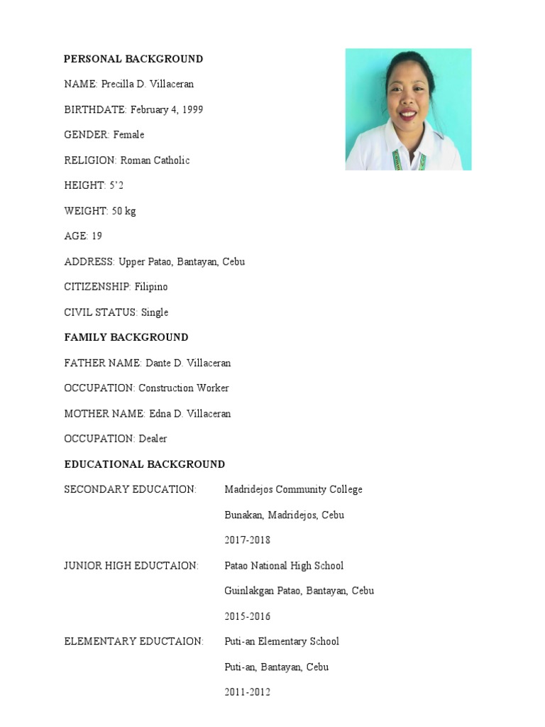 Personal Background | PDF | Secondary Education | Educational Stages