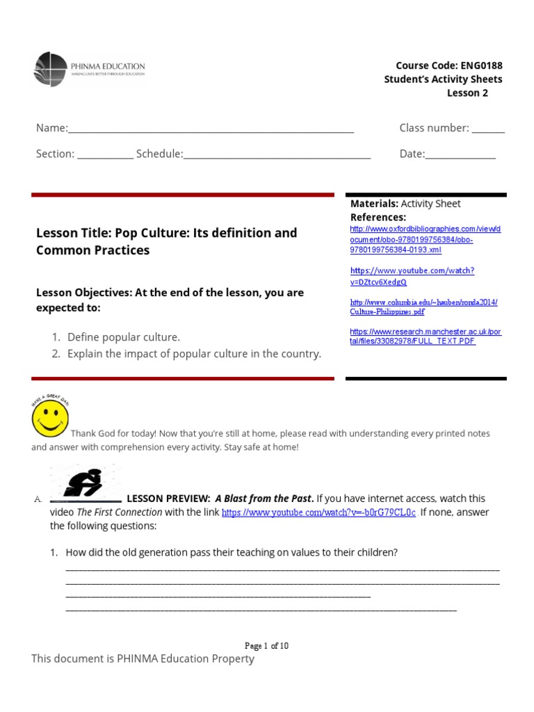 New PPC Lesson 2 SAS | PDF | Popular Culture | Cultural Heritage
