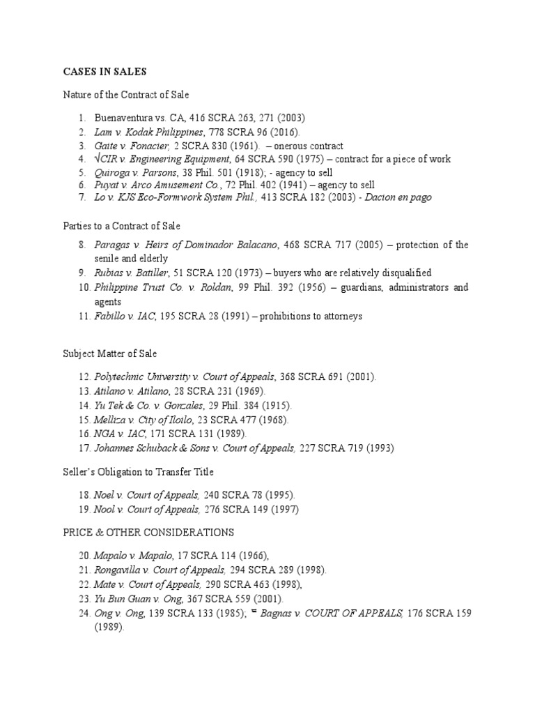 List of Cases | PDF | Business | Contract Law