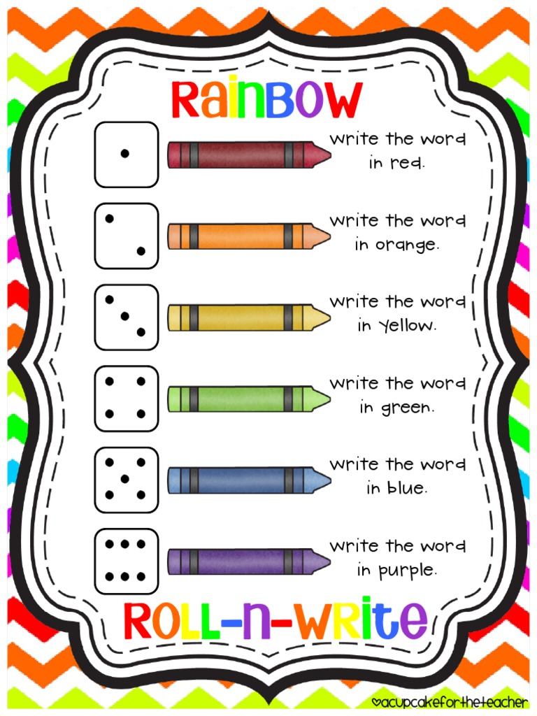 Rainbow Roll N Write Freebie | PDF