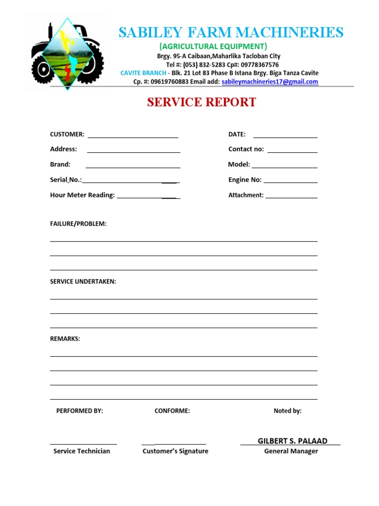 Service Report Form | PDF | Business | Computers