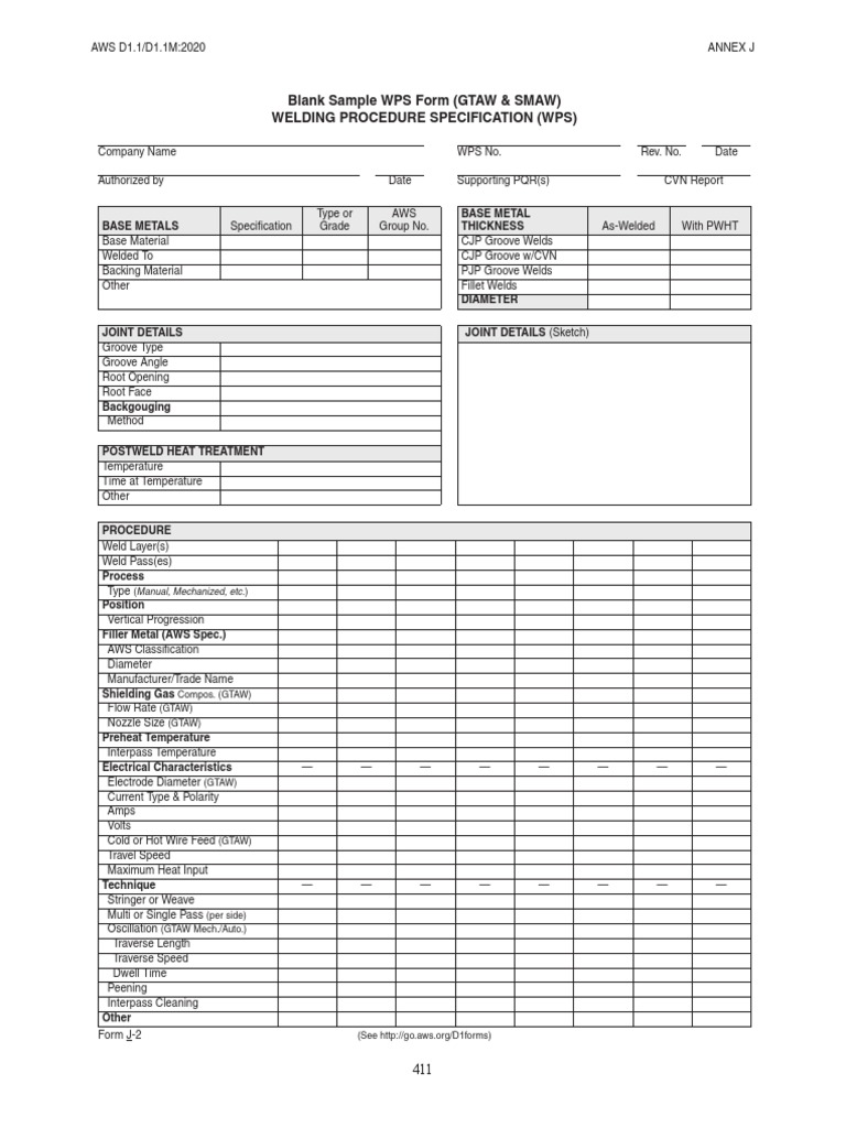 Annex Form J2 D1.1 D1.1M 2020 | PDF | Construction | Welding