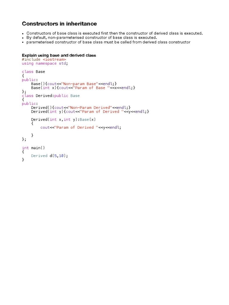 Constructor in Inheritance | PDF | Teaching Methods & Materials | Computers