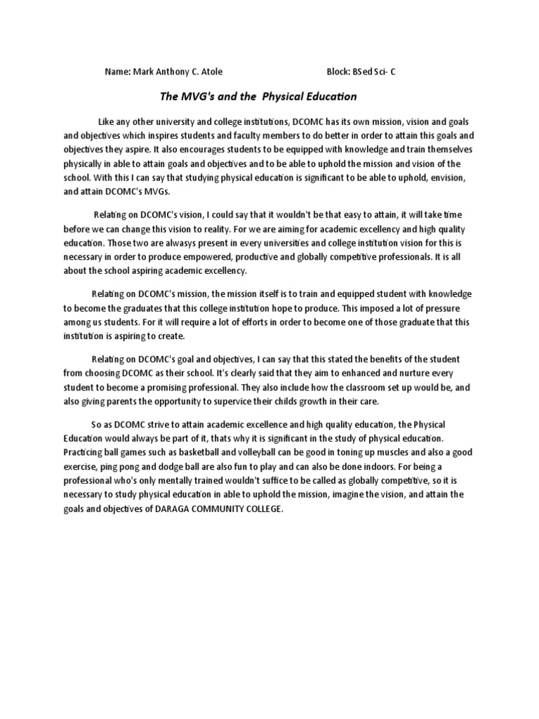 The MVG's and The Physical Education | PDF | Physical Education ...
