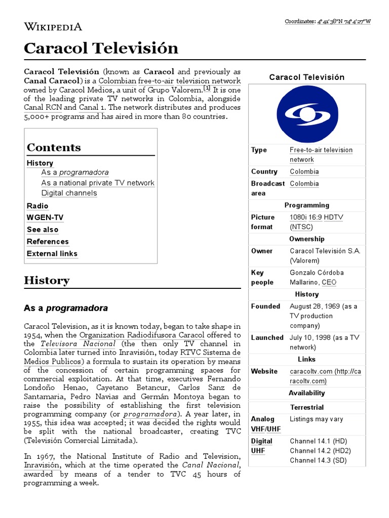 Caracol Televisión | PDF | Telecommunications | Entertainment