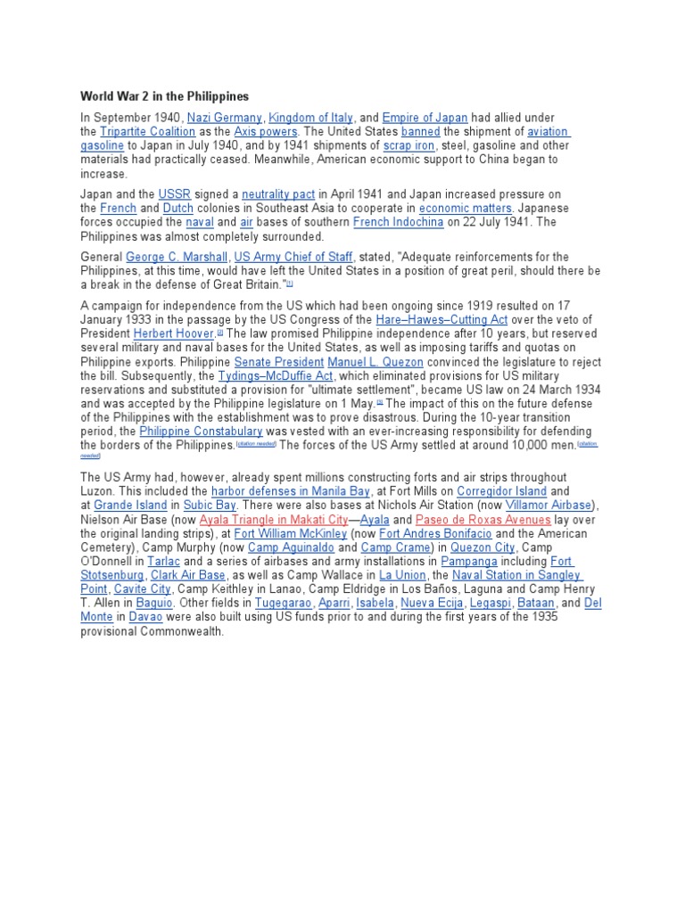 World War 2 in The Philippines | PDF | World War II | Empire Of Japan