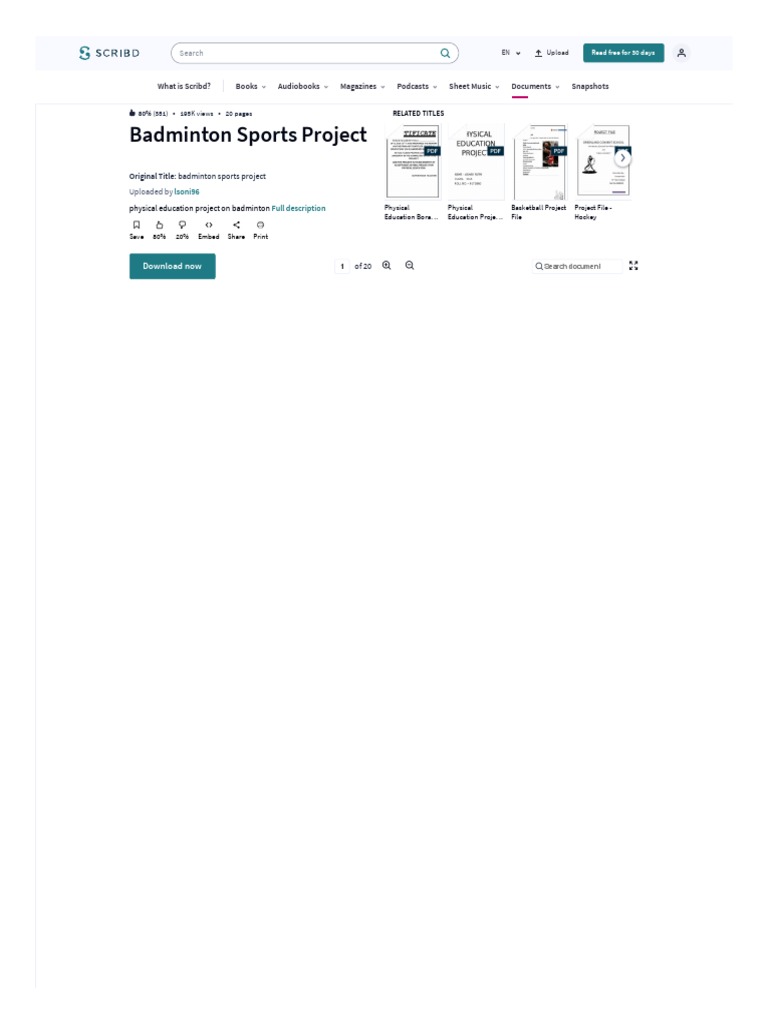 WWW Scribd Com Document 127530736 Badminton Sports Project | PDF ...
