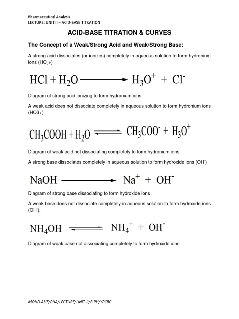 Pha Unit II Acid Base Titration and in Non Aqueous | PDF | Chemistry ...