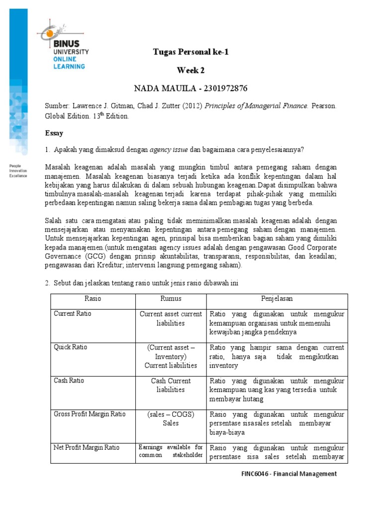 Tp1 Financial Management | PDF | Pengelolaan Keuangan & Uang