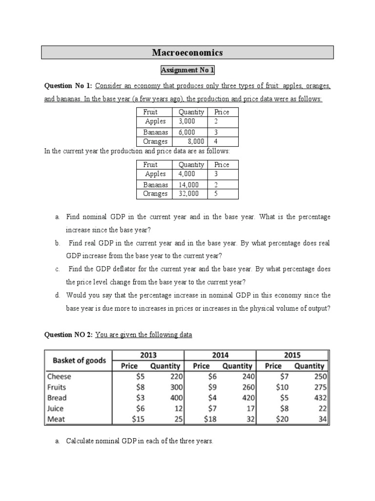 Calculation of Real GDP.... Numerical Examples | PDF | Real Gross ...