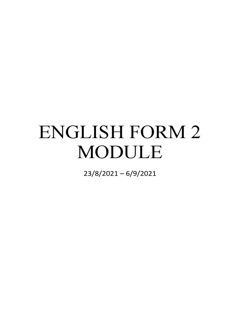 English Form 2 Module | PDF