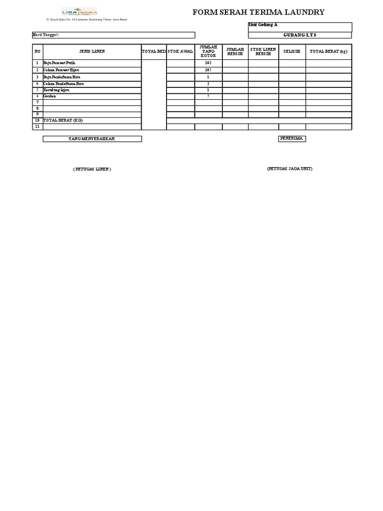 Form Serah Terima Laundry | PDF