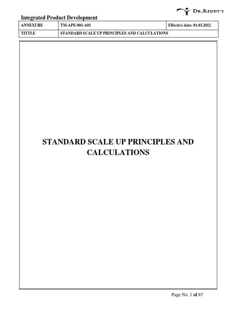 Standard Scale Up Principles Calculations-6 | PDF | Reynolds Number ...