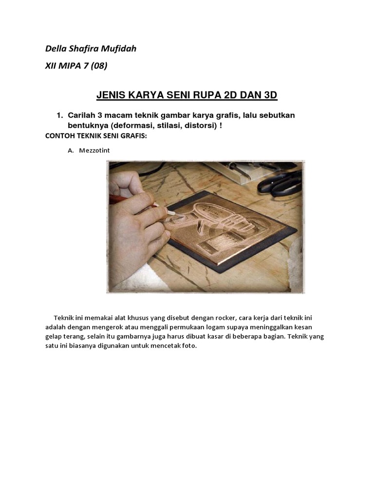 Jenis Karya Seni Rupa 2D Dan 3D | PDF | Karier & Perkembangan | Griya ...