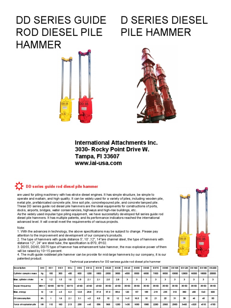 DD Series Guide Rod Diesel Pile Hammers | PDF | Deep Foundation | Screw