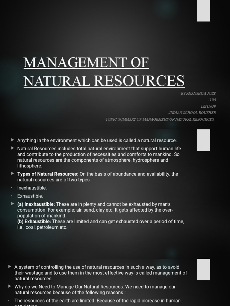 Management of Natural Resources | PDF | Fuels | Deforestation