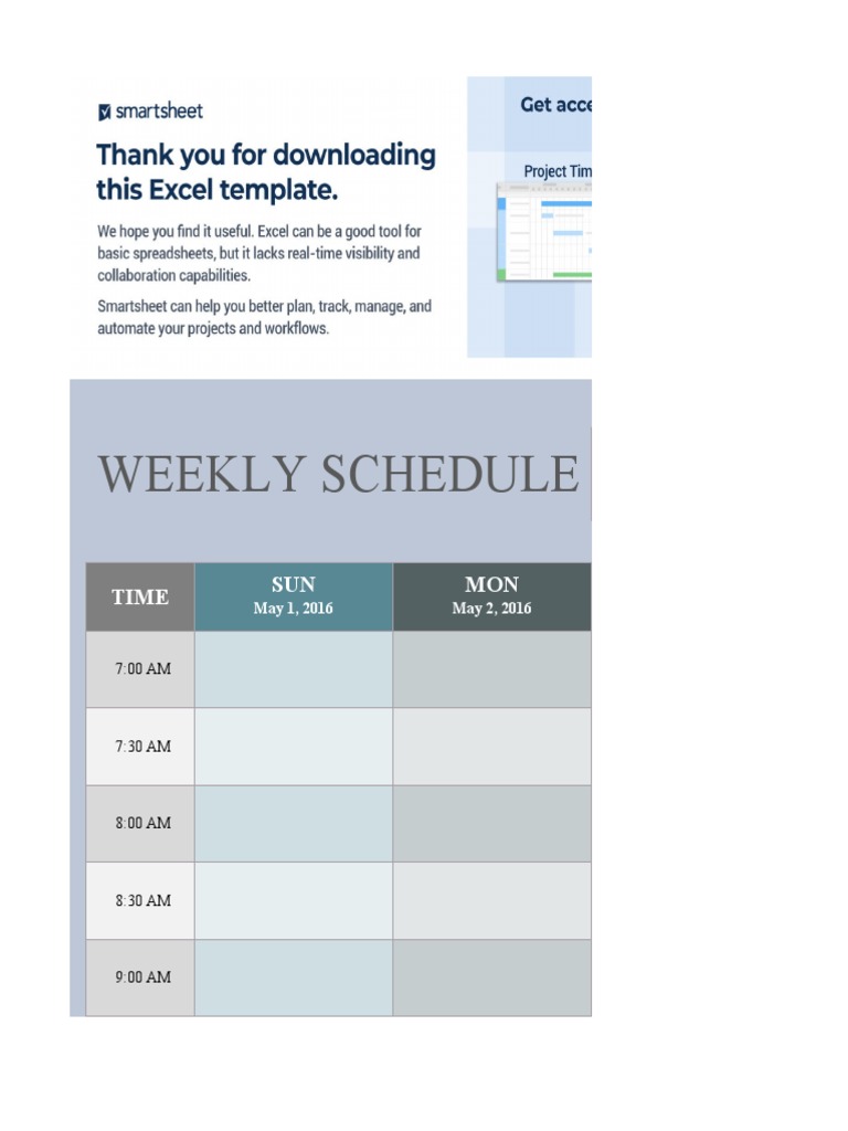 Weekly Schedule Sunsat 30min Template V1 | PDF