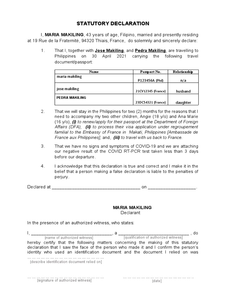 STATUTORY Declaration France | PDF | Government | Government And Personhood