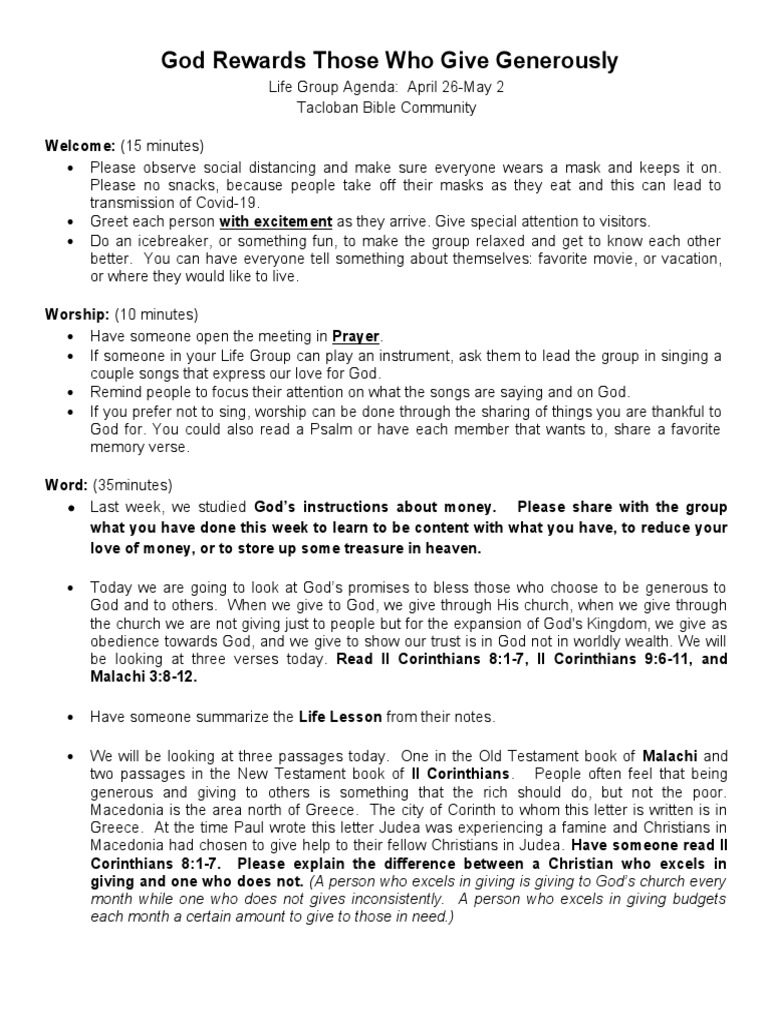 God Rewards Those Who Give Generously | Download Free PDF | First ...