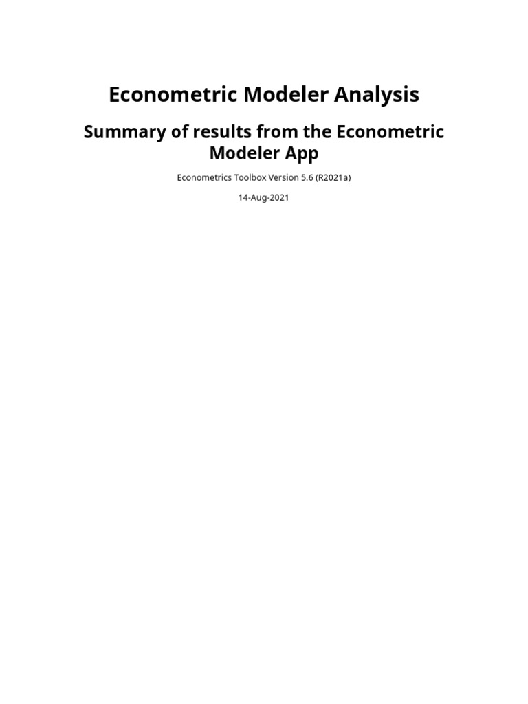 Econometric Modeler Results Summary | PDF | P Value | Time Series