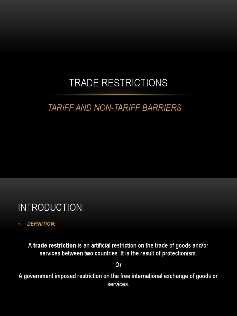Trade Restrictions | PDF | Non Tariff Barriers To Trade | Dumping ...