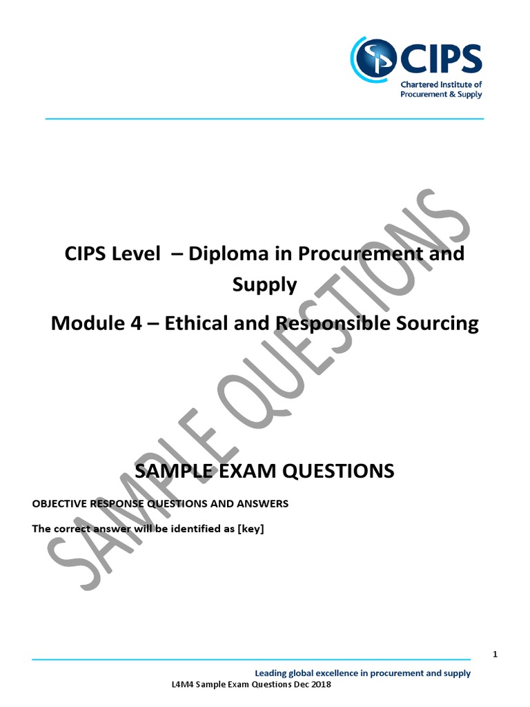CIPS Level - Diploma in Procurement and Supply Module 4 - Ethical and ...