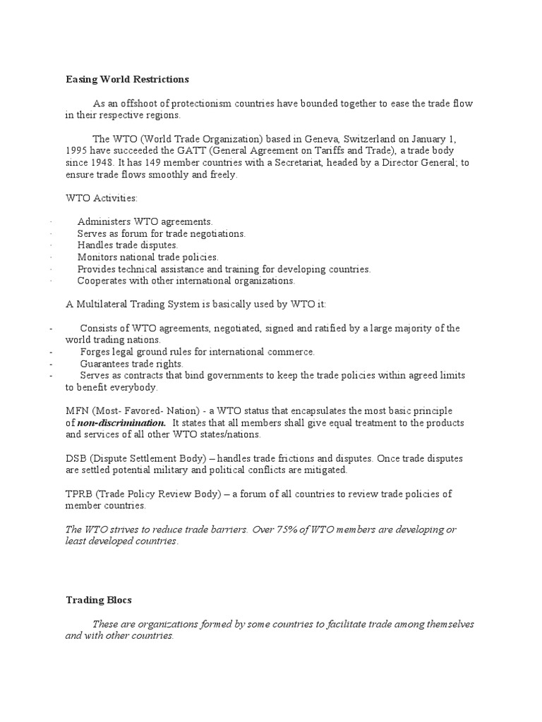 Easing World Restrictions | PDF | World Trade Organization ...