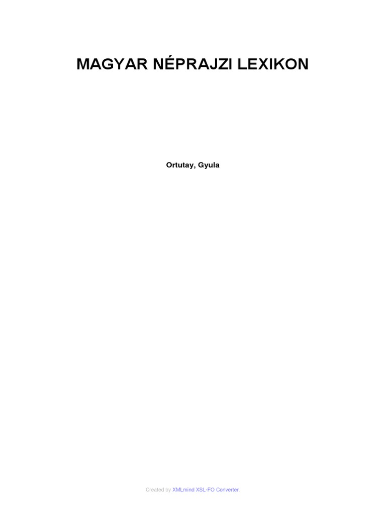 Magyar Neprajzi Lexikon | PDF
