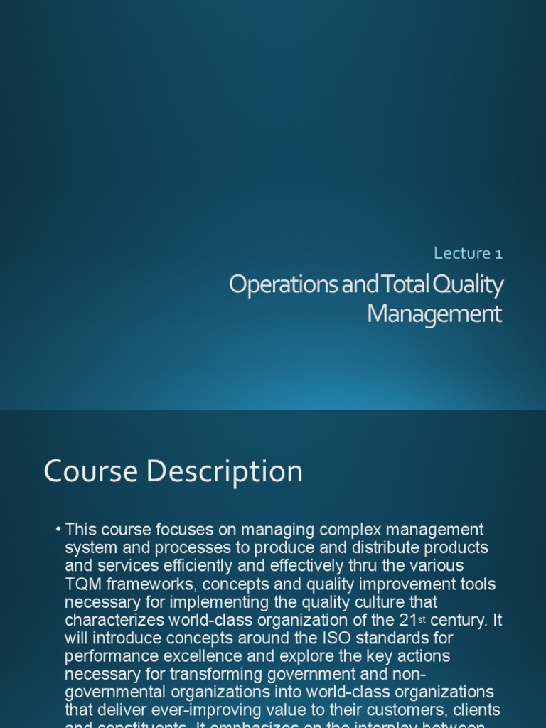 Operations and Total Quality Management | PDF | Operations Management | Goods