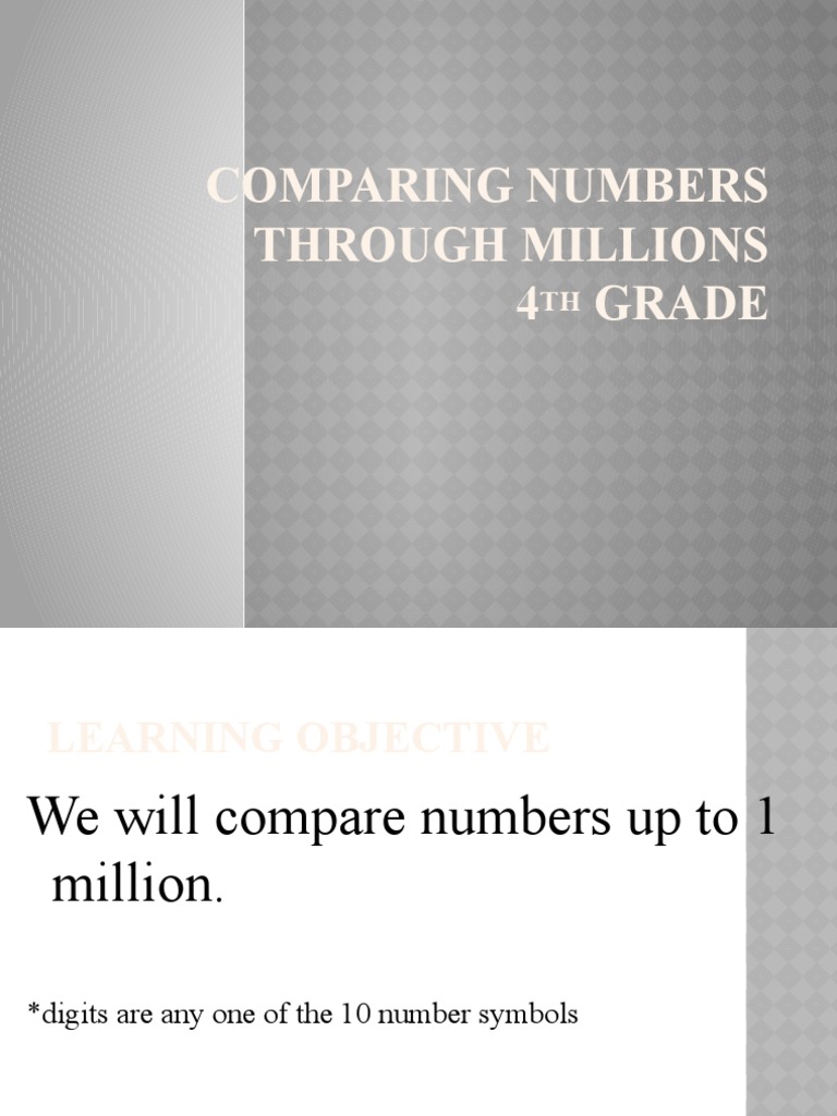 Comparing Numbers Through Millions 4 Grade | Download Free PDF ...