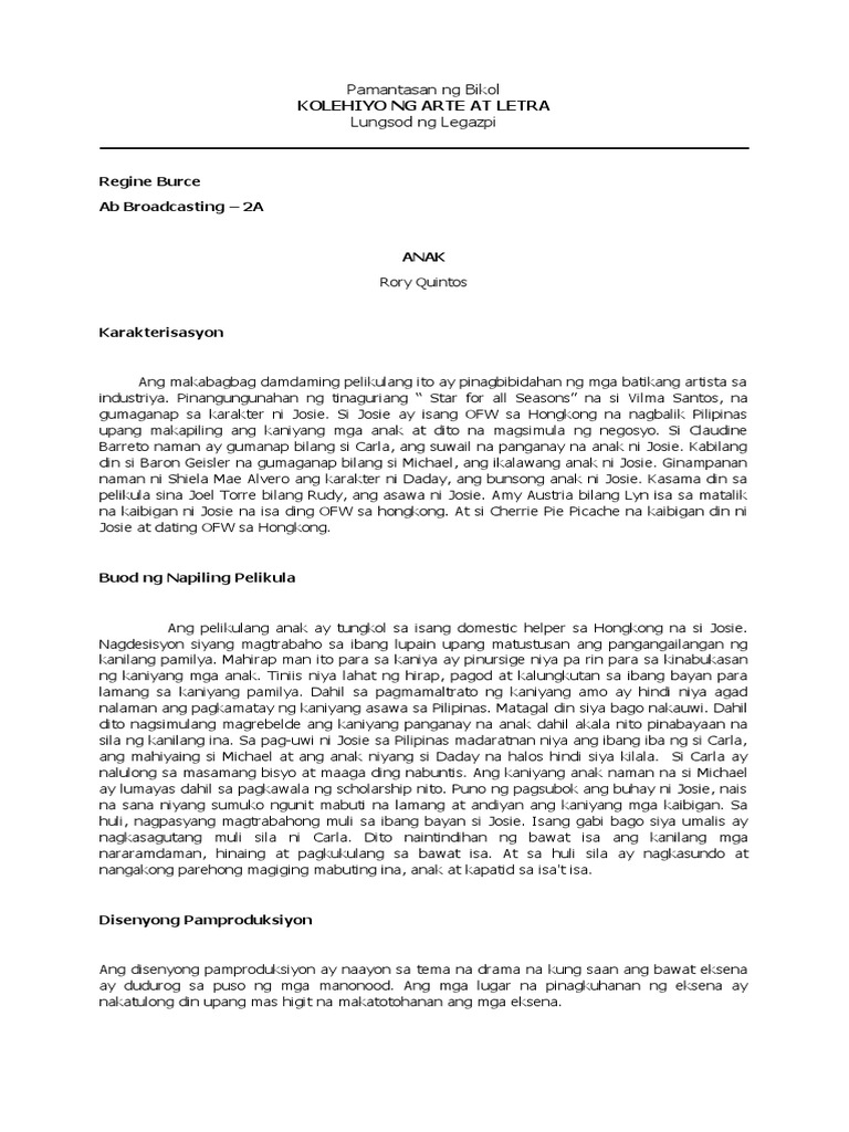 Pagsusuring Pampelikula | PDF