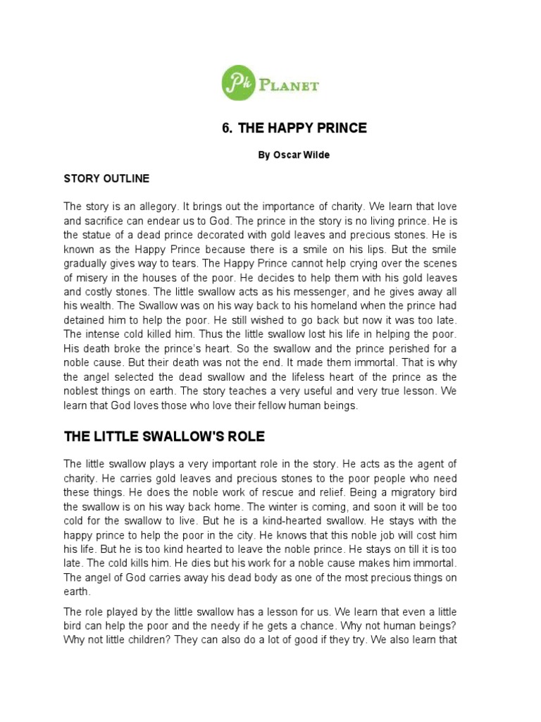 The Happy Prince: Story Outline | PDF | The Happy Prince And Other ...
