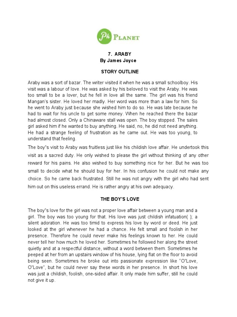 Araby by James Joyce Story Outline | PDF | Love
