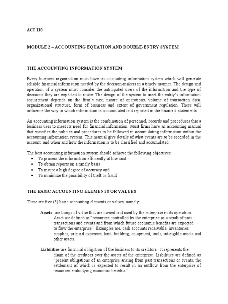 Act 110 Module 2 | PDF | Debits And Credits | Equity (Finance)