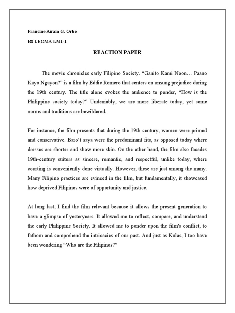 RIZAL Reaction Paper | PDF